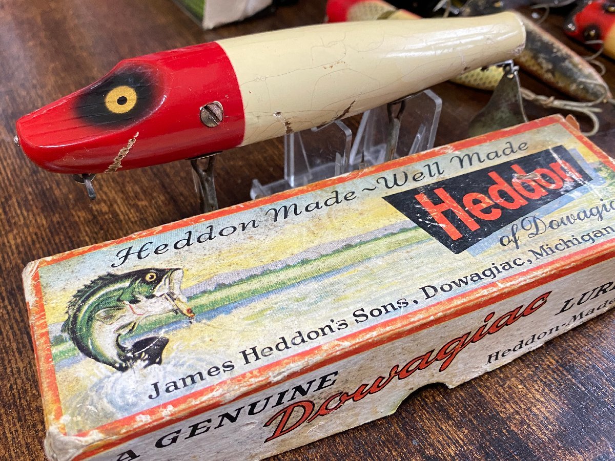 【やや傷や汚れあり】40s Heddon Giant Flaptail 当時BOX付/ オールドへドン ジャイアントフラップテール ビッグ ...