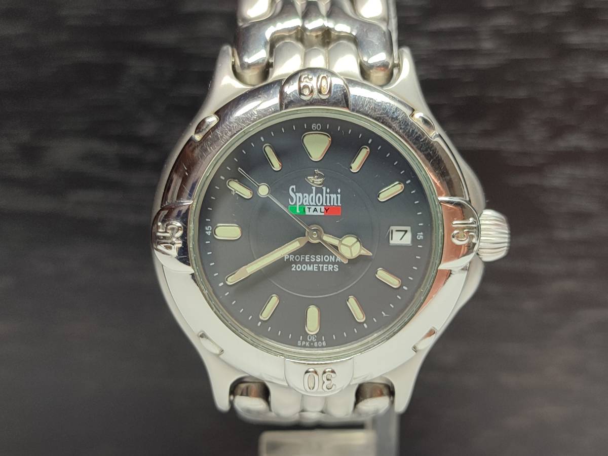 【やや傷や汚れあり】1円★Spadolini ITALY/ スパドリーニ/ デイト/ 200mダイバー/ メンズ腕時計/ 稼動品の落札情報詳細 ...