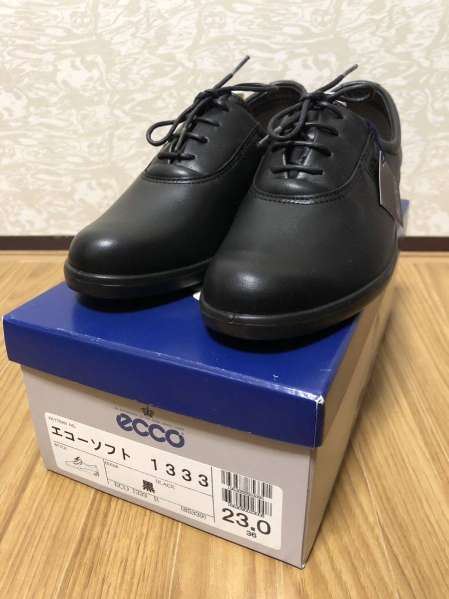 【未使用】ecco エコーソフト1333 黒革シューズ 23.0cm 未使用 箱付 ECO1333B-85339 牛革 Achillesアキレス株式会社 23.0EEE の落札情報詳細 ...