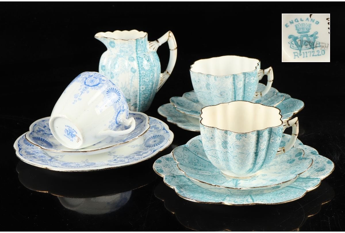 【やや傷や汚れあり】[URA]Shelly&Wileman/シェリー＆ワイルマン/ジャングルパターン/カップ＆ソーサートリオ・ミルクポット/4 ...