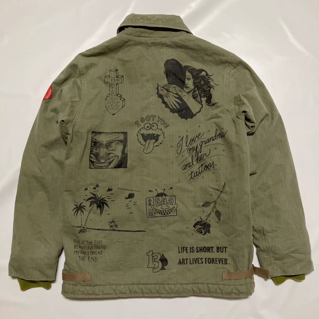 【目立った傷や汚れなし】完売品 SOFT MACHINE COMPILATION JKT used加工 A-2 TYPE ジャケット アウター ミリタリー 古着 ソフトマシーン メンズ XL ...