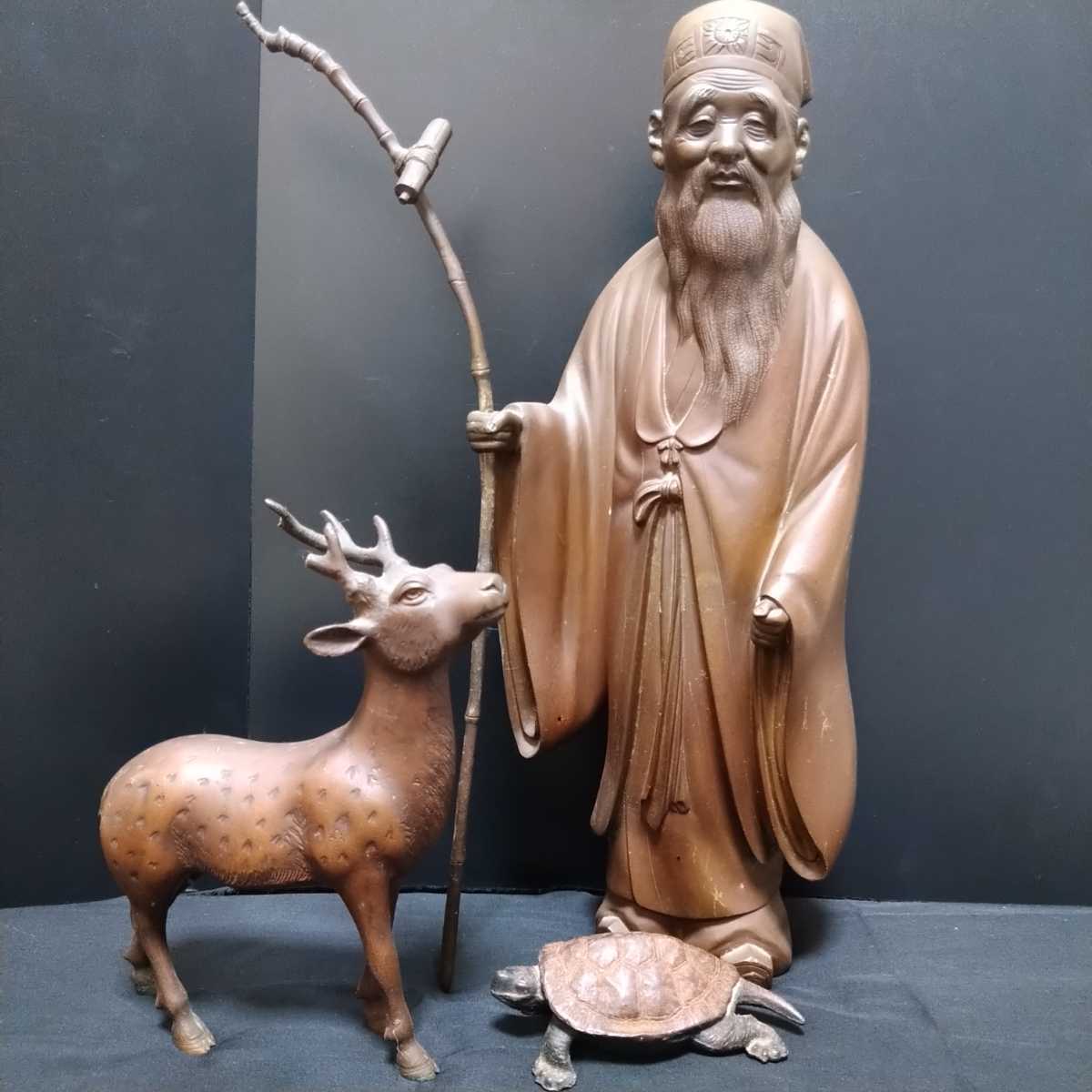 【鬼瓦の名人】 今治市菊間町 七代錦松 光野貫一郎 作 福禄寿置物 縁起物 金運 開運 招運 招福 箱なし の落札情報詳細 ヤフオク