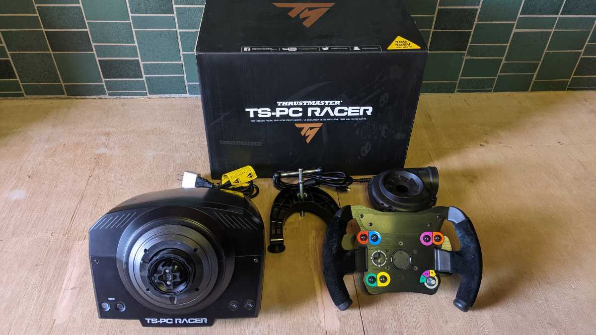 【目立った傷や汚れなし】Thrustmaster TS-PC Racer Racing Wheel 即決でドライブハブ付 スラストマスター ハンコン レースシム シミュレーター F1 GT ...