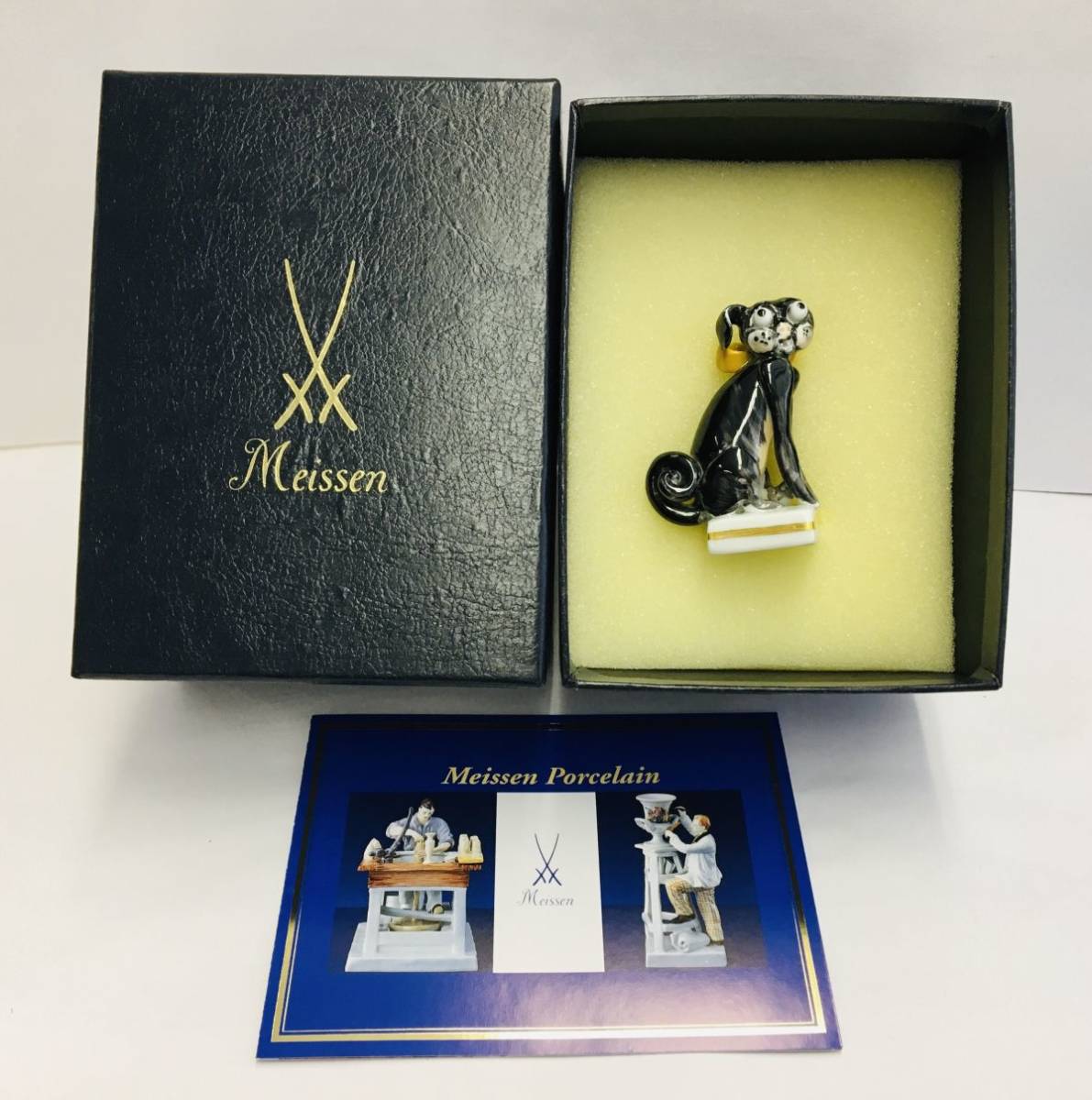 【傷や汚れあり】R647-I37-1428 Meissen マイセン Porcelain 64 64849 14 犬 イヌ 動物 置物 ...