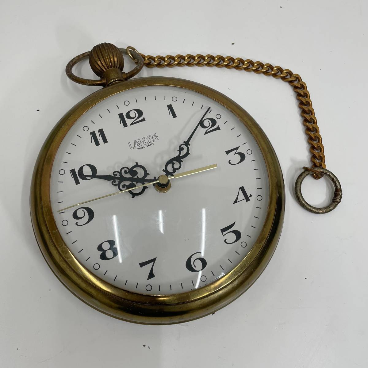 【傷や汚れあり】懐中時計風 掛時計 LANDEX ROYAL CRAFT QUARTZ 巨大 懐中時計 ランデックス アンティーク レトロ ...