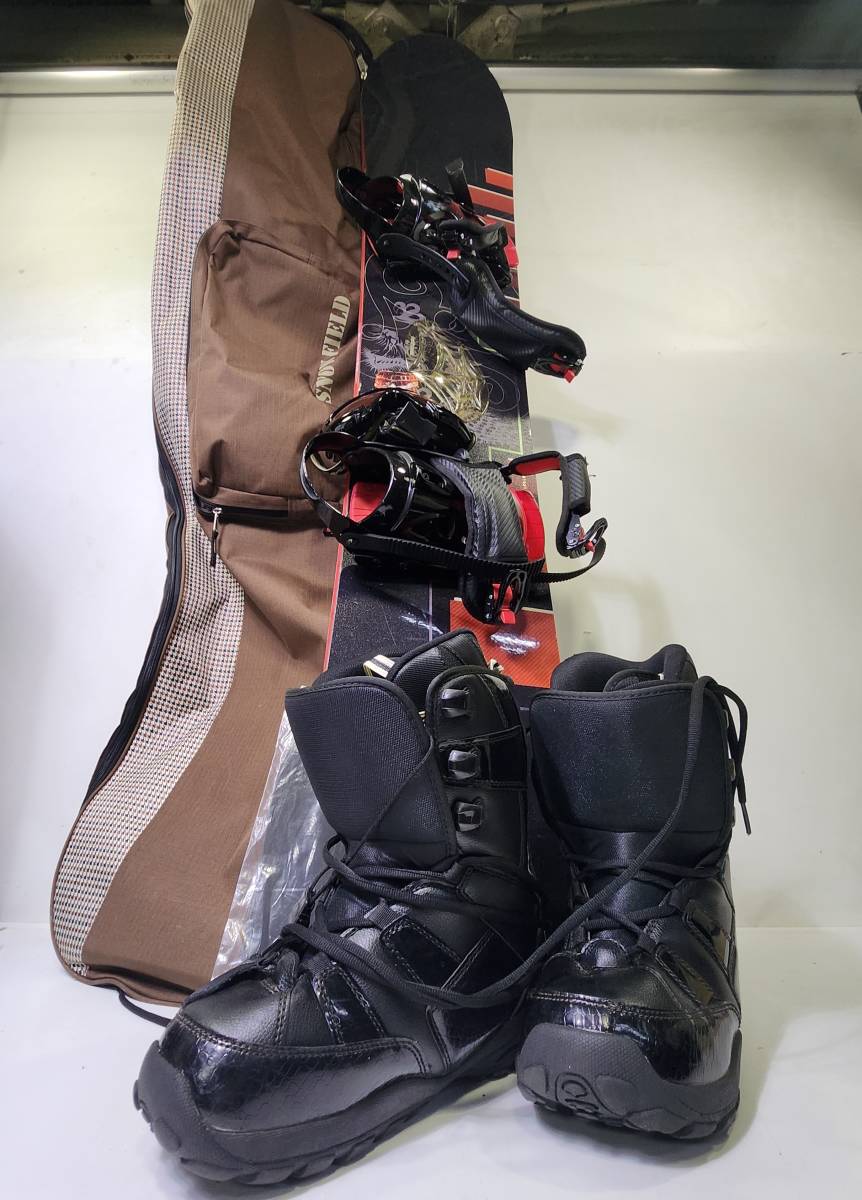 【やや傷や汚れあり】 [セット品 バッグ付き] YellowBus スノーボード&バインディング yellowbus161 / BxB 27.5～28cm ブーツ / ATOMIC ゴーグルの ...
