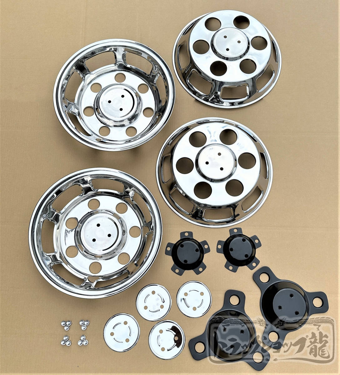 【未使用】1円～ 新品即納！DXホイールカバー ホイールライナー 1台分 日野 4tレンジャー用 17.5インチ 6穴 ステンレス デコトラ ...