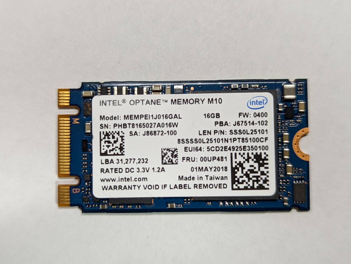【目立った傷や汚れなし】Intel Optane Memory SSD MEMPEI1J016GAL 16GB 【使用時間 611時間】 の ...