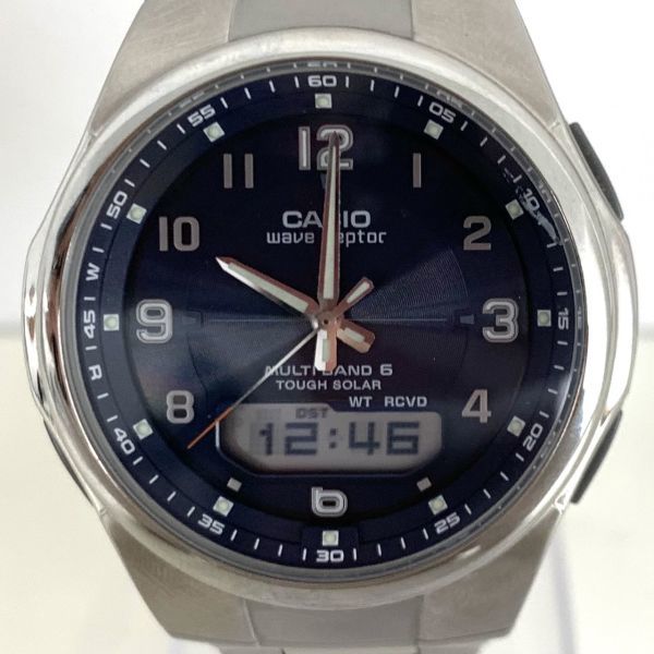【目立った傷や汚れなし】3531 / CASIO ウエーブセプター WVA-M640TD-2AJF ソーラー電波時計 メンズ ワールドタイム ...