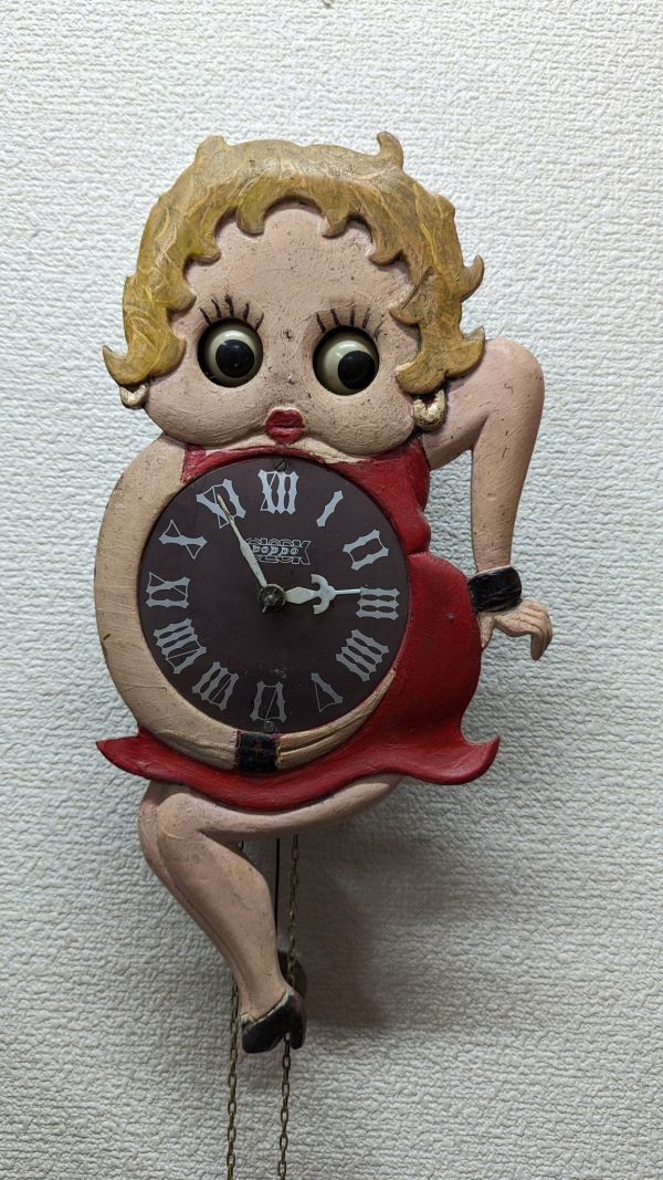 【傷や汚れあり】$ Betty Boop poppo Clock ベティ 目玉が動く 振り子時計 希少 レトロ ヴィンテージの落札情報詳細 - Yahoo!オークション落札価格検索 オークフリー