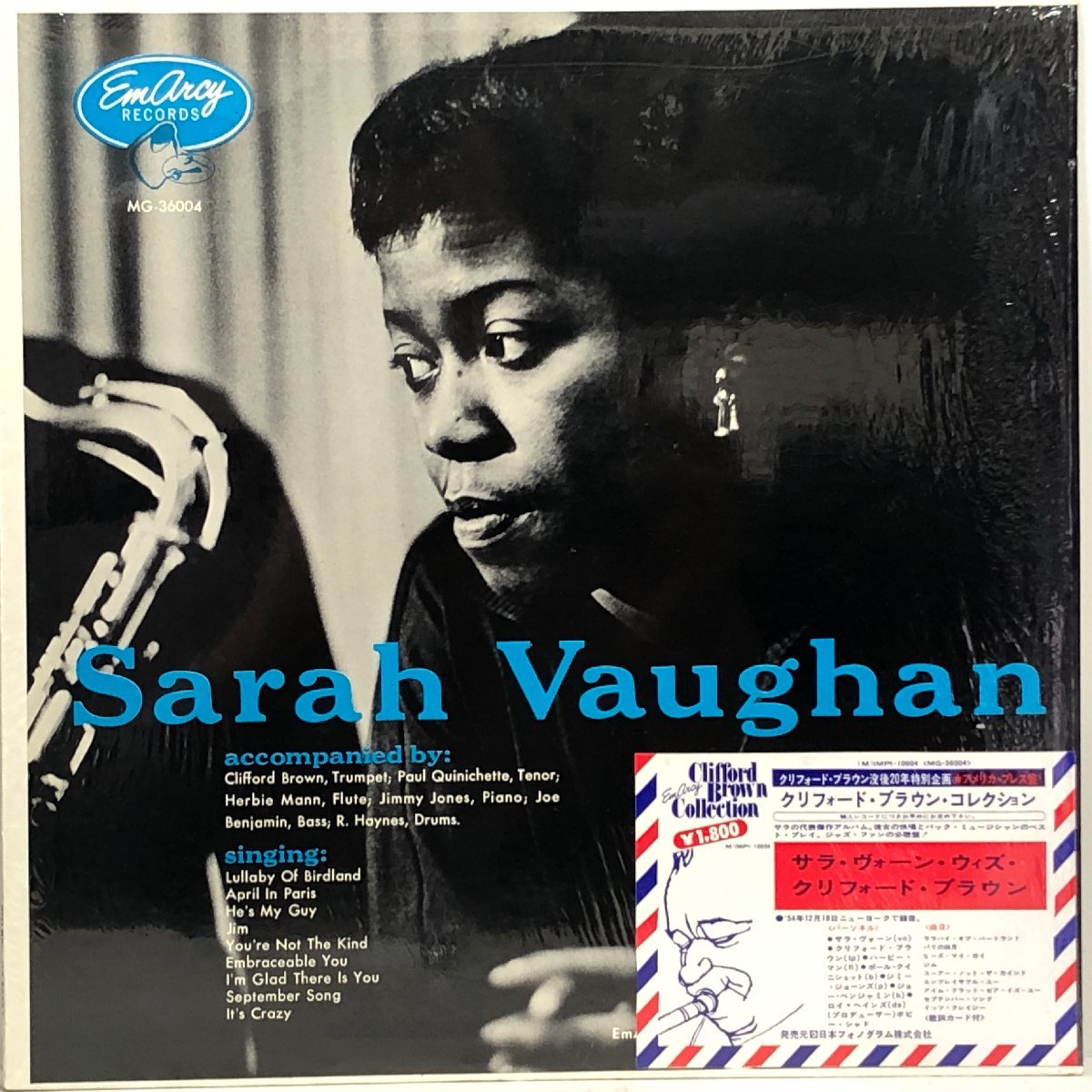 【やや傷や汚れあり】【US盤 LP】SARAH VAUGHAN / サラ・ヴォーン・ウィズ・クリフォード・ブラウン/MASTER DISK シュリンク シール帯 歌詞付 EMARCY MG ...