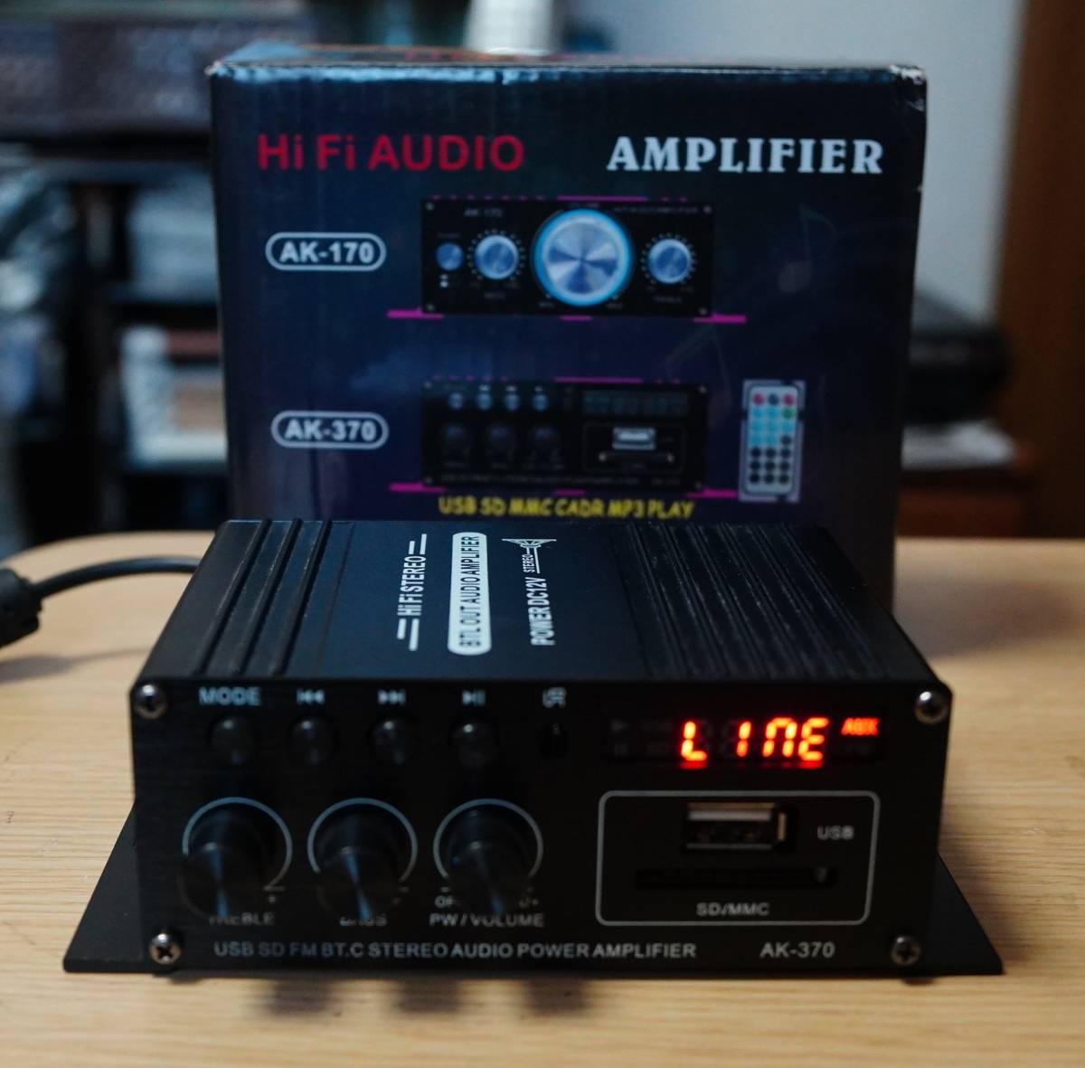 【未使用に近い】AK-370 12V Bluetooth 車 パワーアンプ 2チャネル オートバイ アンプ SD Uディスク (電源アダプター ...