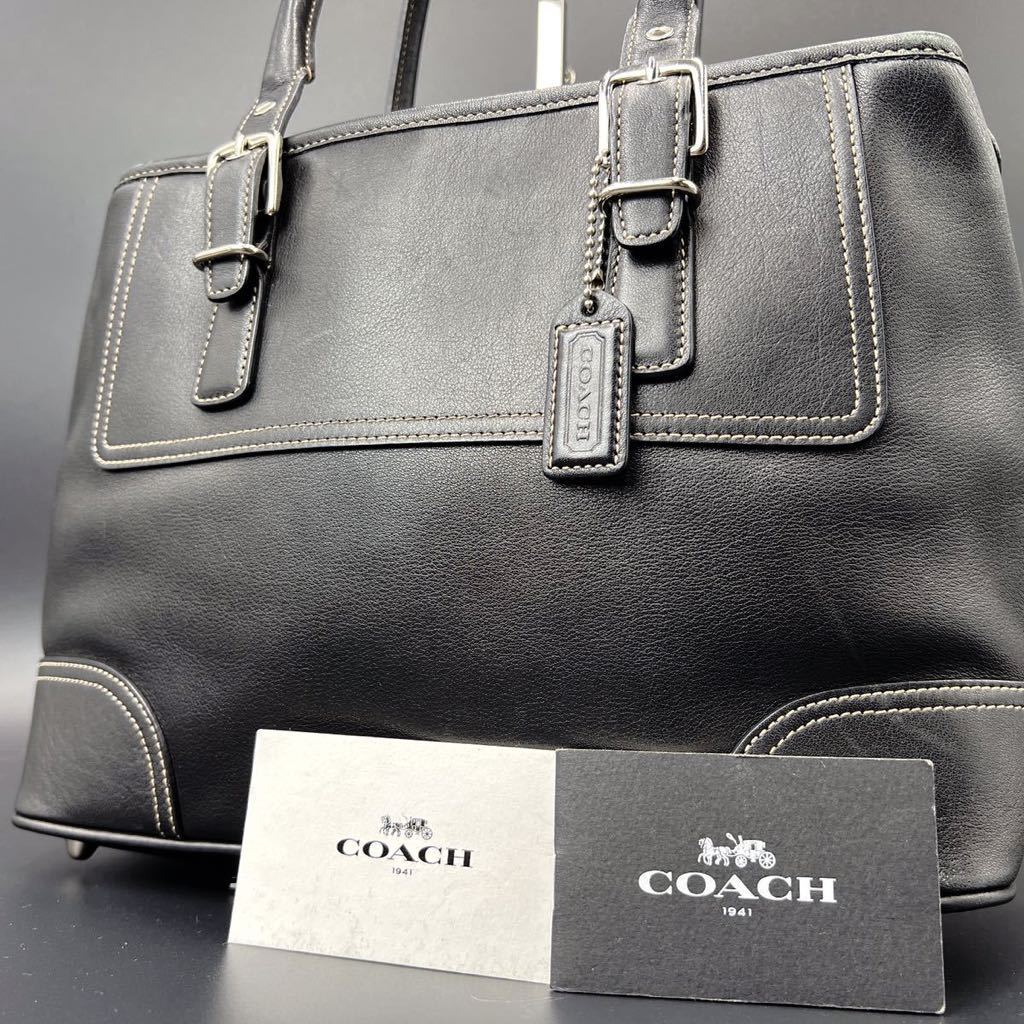 【目立った傷や汚れなし】1円 【極美品・定価10万】COACH コーチ トートバッグ ビジネス ショルダー グラブタンレザー 大容量 ブラック ...
