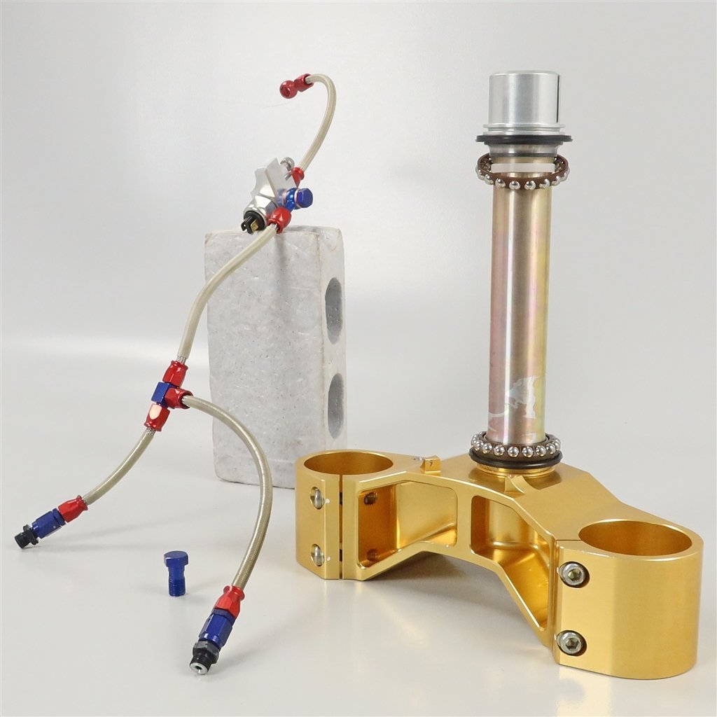 【傷や汚れあり】♪DUCATI 916/996/998/748 オーリンズ アルミ削り出し ステム φ56mm&社外 メッシュホース/スイッチ 良品 (D0523A08)748SPS 取り外し ...