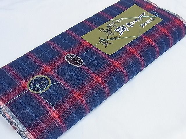 【未使用】平和屋着物 しじら織 浴衣 反物 無形文化財 阿波正藍染め 証紙付き 綿 紺地に赤の格子 逸品 未使用 ca3193の落札情報詳細 ...