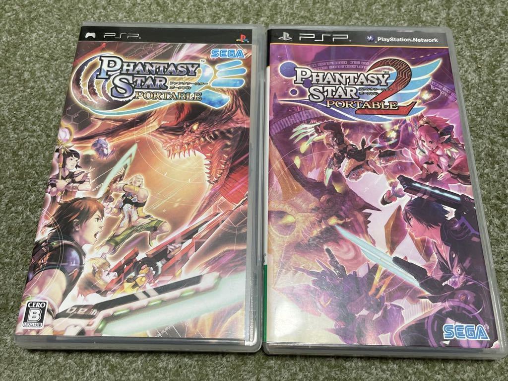 【傷や汚れあり】PSP ソフト ファンタシースター ポータブル 1 & 2 PHANTASY STAR PORTABLE 2本セット 中古 ...
