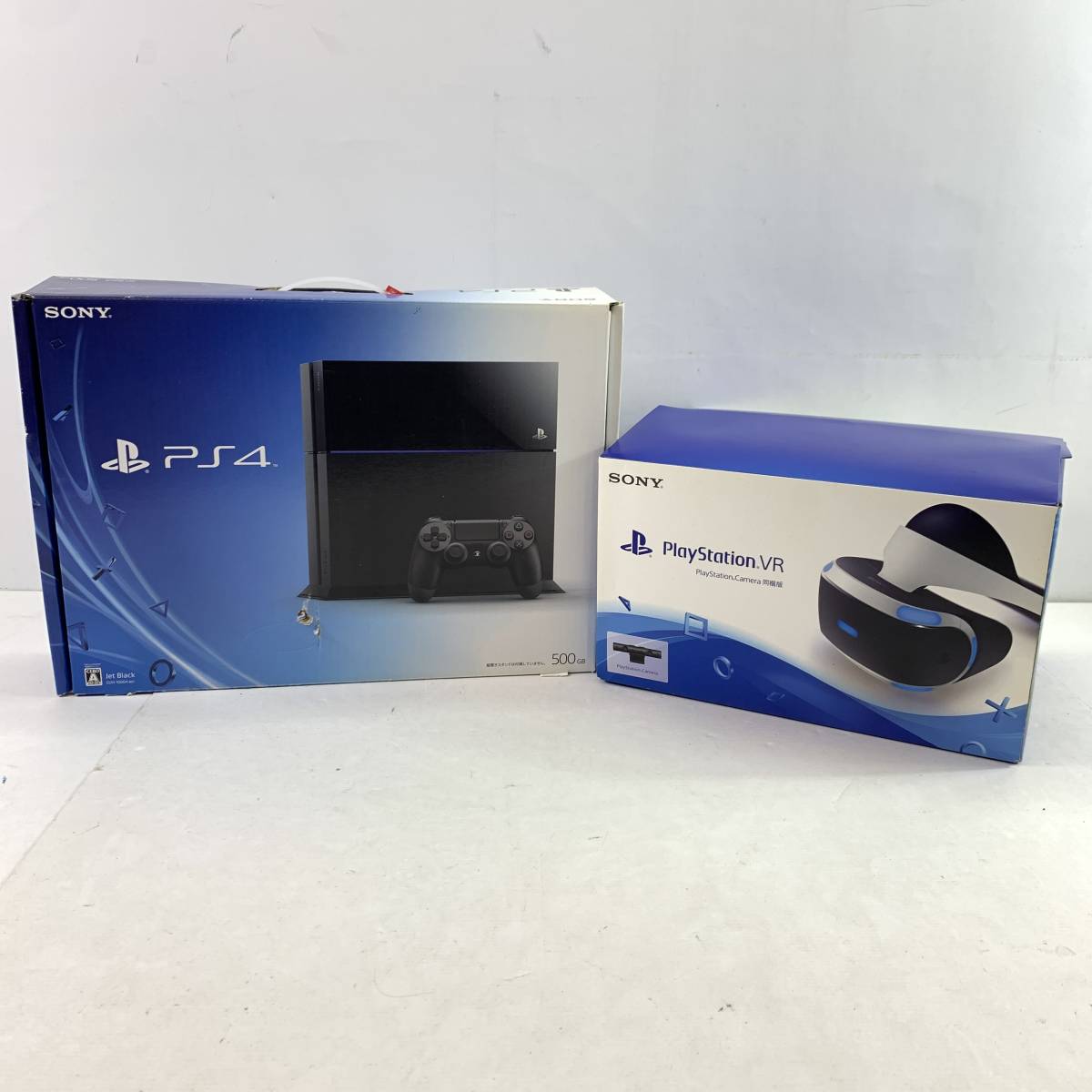 【全体的に状態が悪い】PS4 プレステ4 PlayStation VR カメラ同梱版 CUH-ZVR2 箱説付 + シューティングコントローラ CUHJ-15006 ソニー SONY ジャンク ...