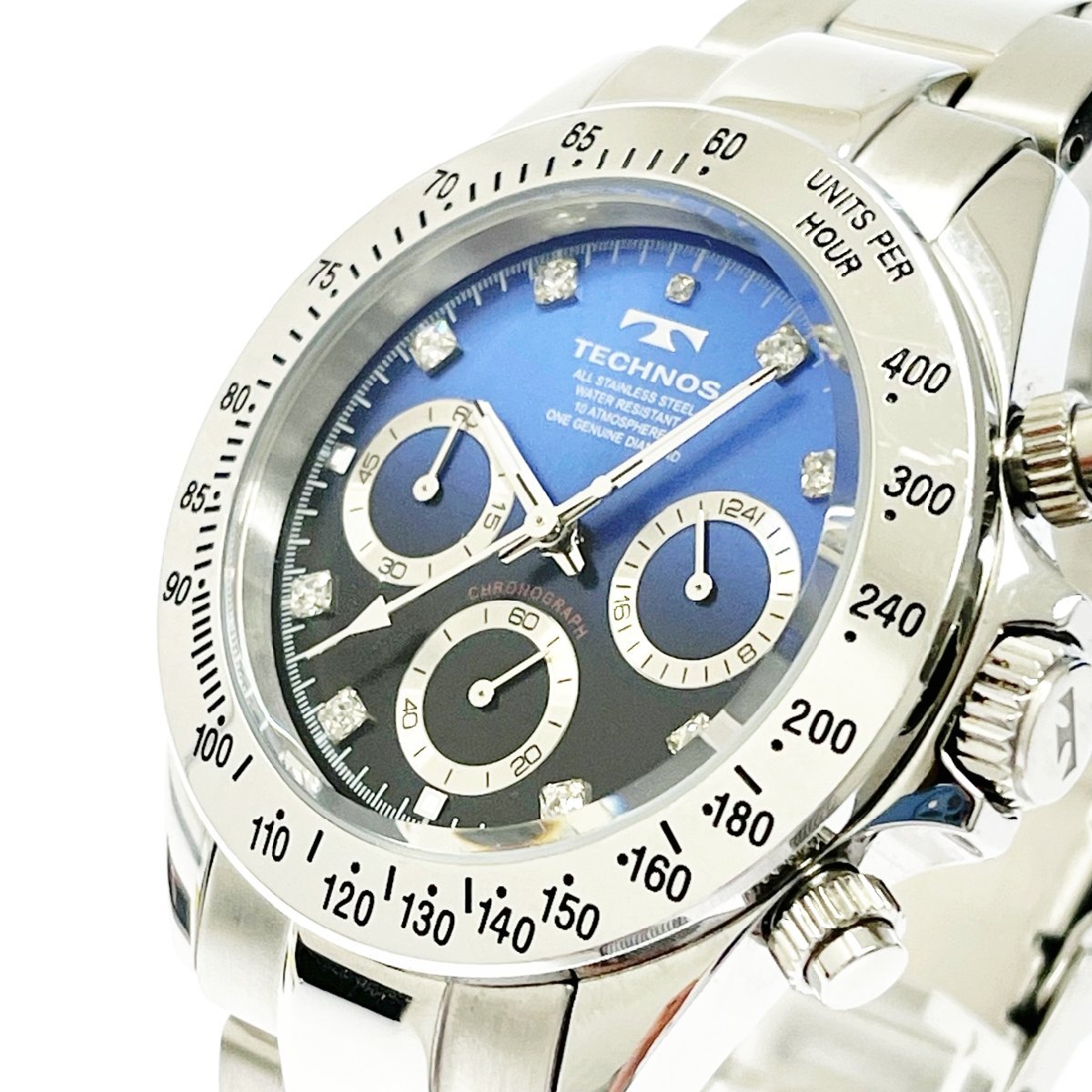 【やや傷や汚れあり】【1円スタート】【箱付き】TECHNOS テクノス T4A66 ダイバー クロノグラフ SS クオーツ メンズ腕時計 ...