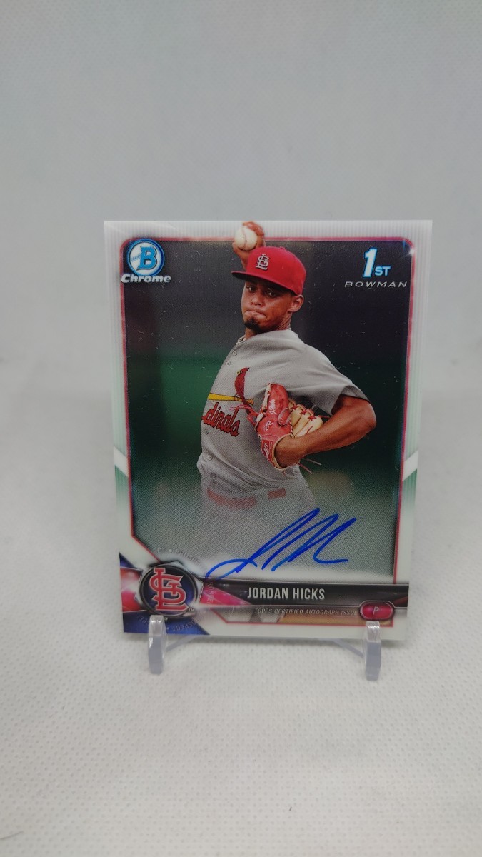 【目立った傷や汚れなし】2018 Bowman Chrome Jordan Hicks Prospect Auto MLB 1st Year ...