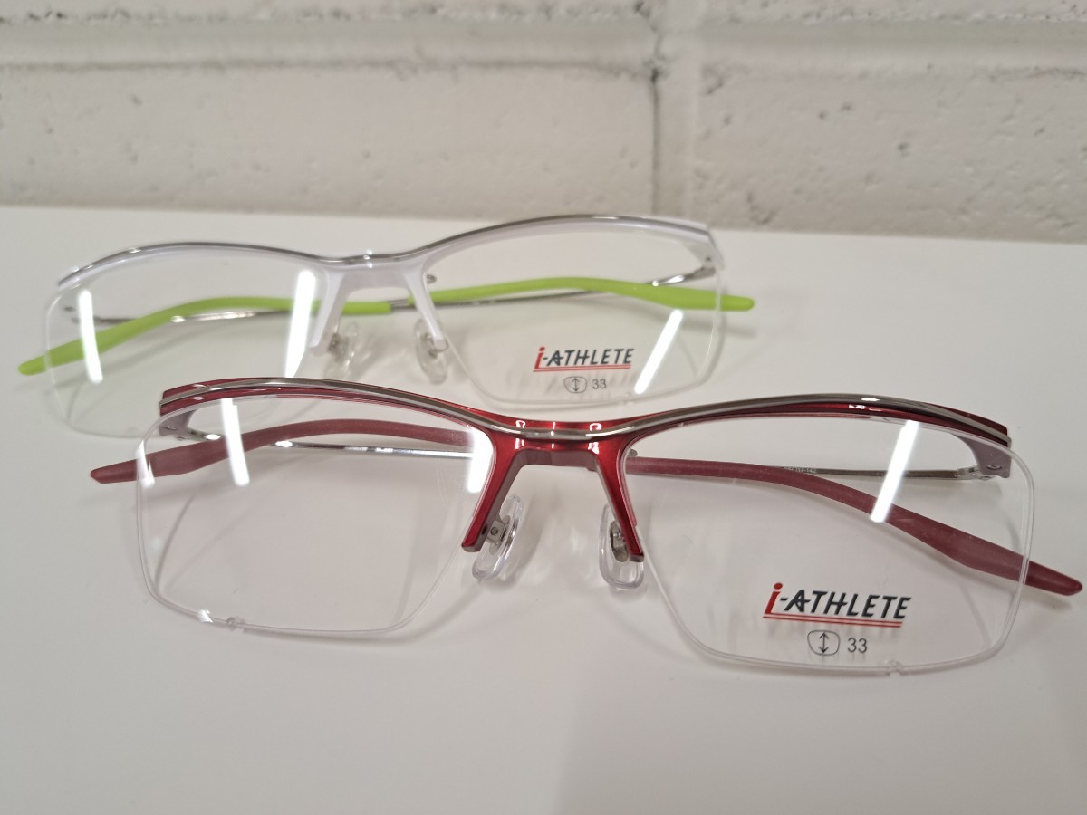 【目立った傷や汚れなし】瑞(me0823-5) メガネフレーム フレーム のみ I-ATHLETE アイアスリート メガネ 伊達 IA-451 19J W RE セット まとめ 色違い ...