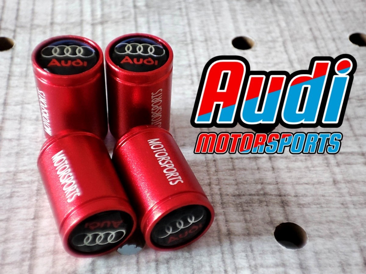 【未使用】アウディ BIGエアーバルブキャップ 4P【レッド】A1 A3 A4 B5 B6 B7 B8 A5 C5 A6 C6 c7 A7 ...