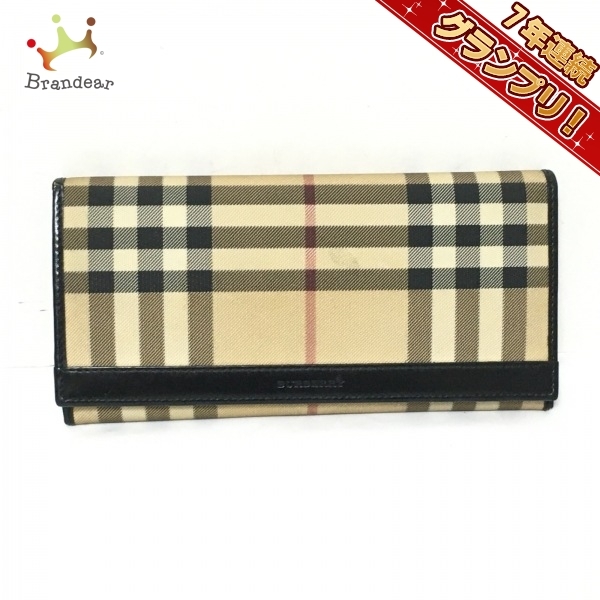 【やや傷や汚れあり】バーバリーロンドン Burberry LONDON 長財布 - PVC(塩化ビニール)×レザー ベージュ×黒×マルチ チェック柄 財布の落札情報詳細 - Yahoo ...