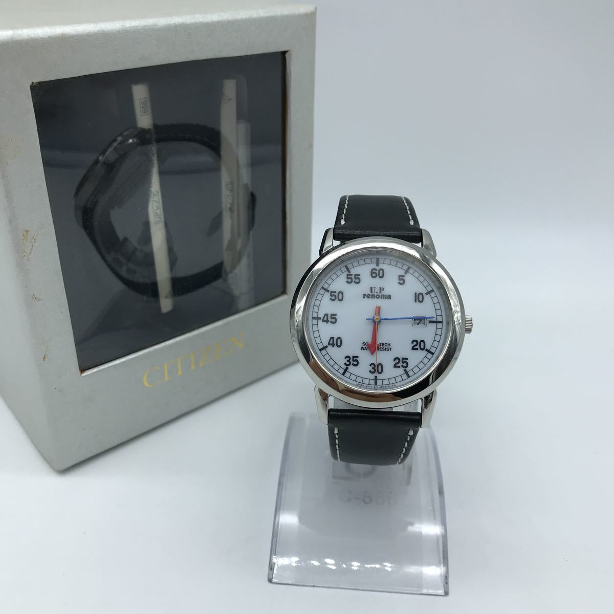【目立った傷や汚れなし】CITIZEN シチズン U.P renoma レノマ コラボ E111-S029503 ソーラーテック 腕時計 白文字盤 レザーベルト メンズ 動作品の落札情報詳細 ...