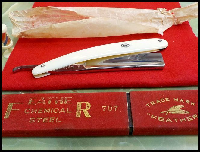 【未使用】SP 未使用 FEATHER 西洋剃刀 日本製 1950s フェザー 床屋 理容 かみそり 昭和レトロ 髭剃り 砥石 上条 岩崎 ...