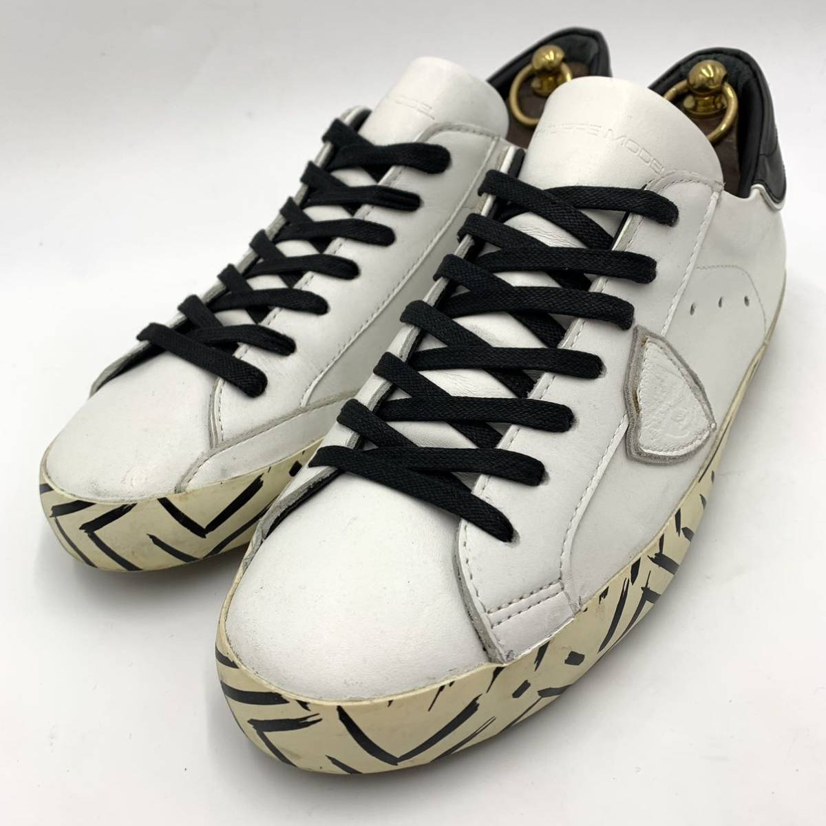 【目立った傷や汚れなし】D☆ 都会のカジュアルシューズ 'イタリア製' PHILIPPE MODEL フィリップモデル レザー ローカット ...