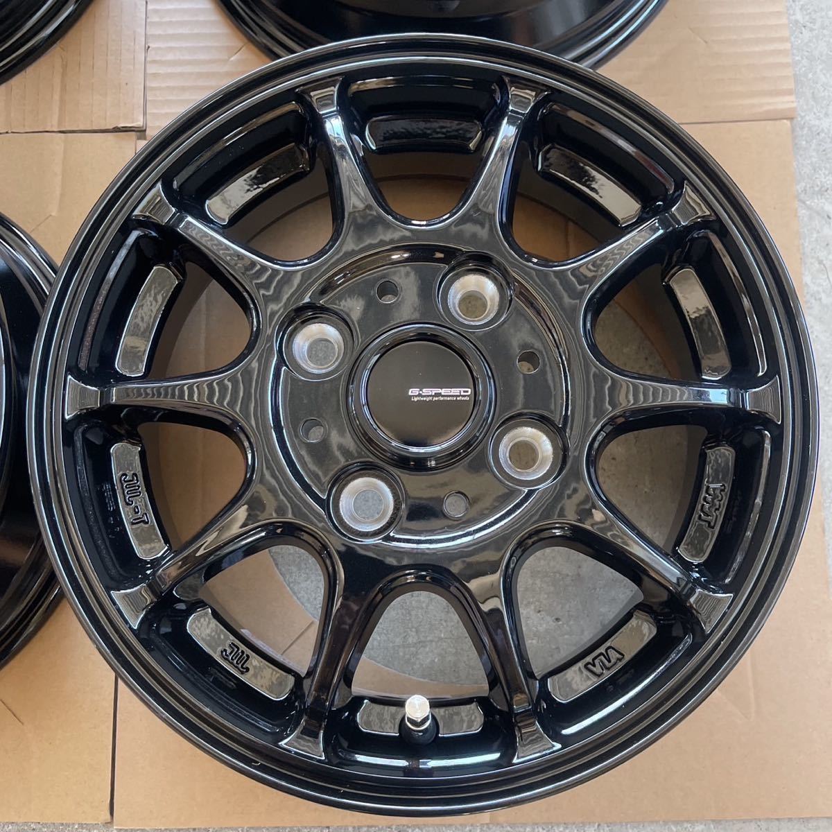 【未使用】G-07 メタリックブラック (MBK) 12×4J+43 PCD100/4H HOTSTUFF Gスピード軽トラ 軽バン アクティ キャリー エブリィ ハイゼットの落札情報詳細 ...