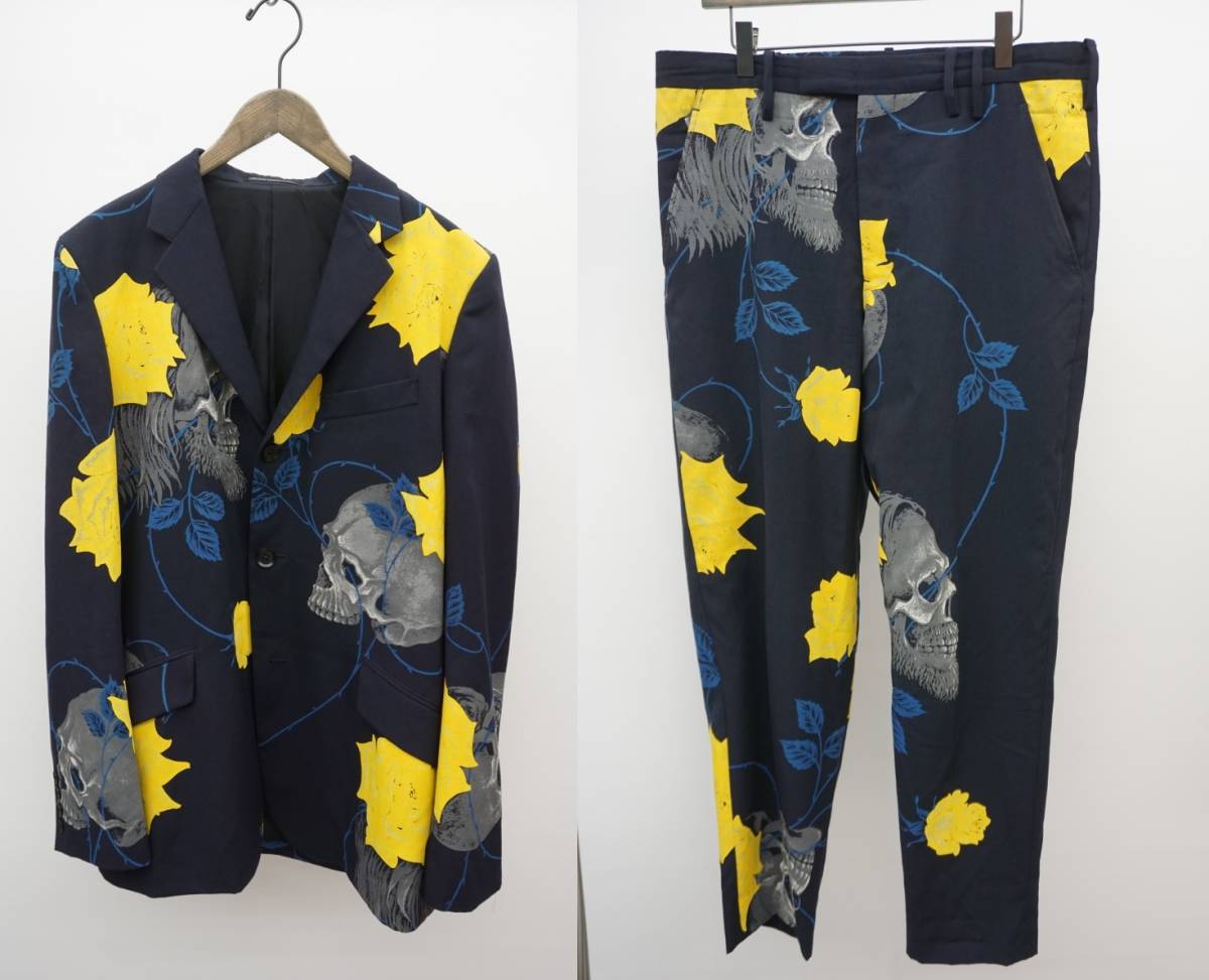 【目立った傷や汚れなし】美品 正規14AW Yohji Yamamoto POUR HOMME ヨウジヤマモト スカル ローズ 3B ...