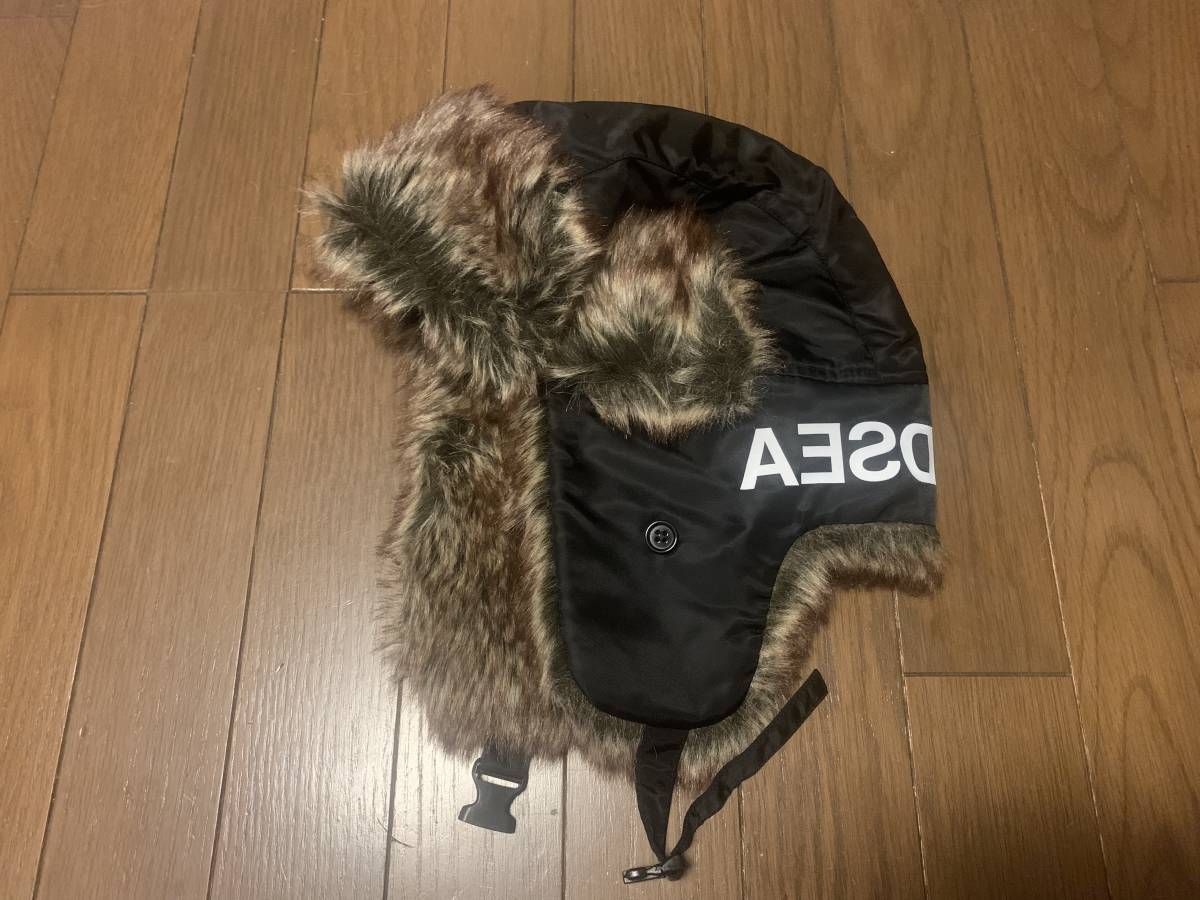 【未使用に近い】送料無料 即決!!黒 WIND AND SEAウィンダンシーREFLECT FLIGHT CAPフライトキャップ帽子/トゥルーパーハットtrooper hatパイロットキャップ ...