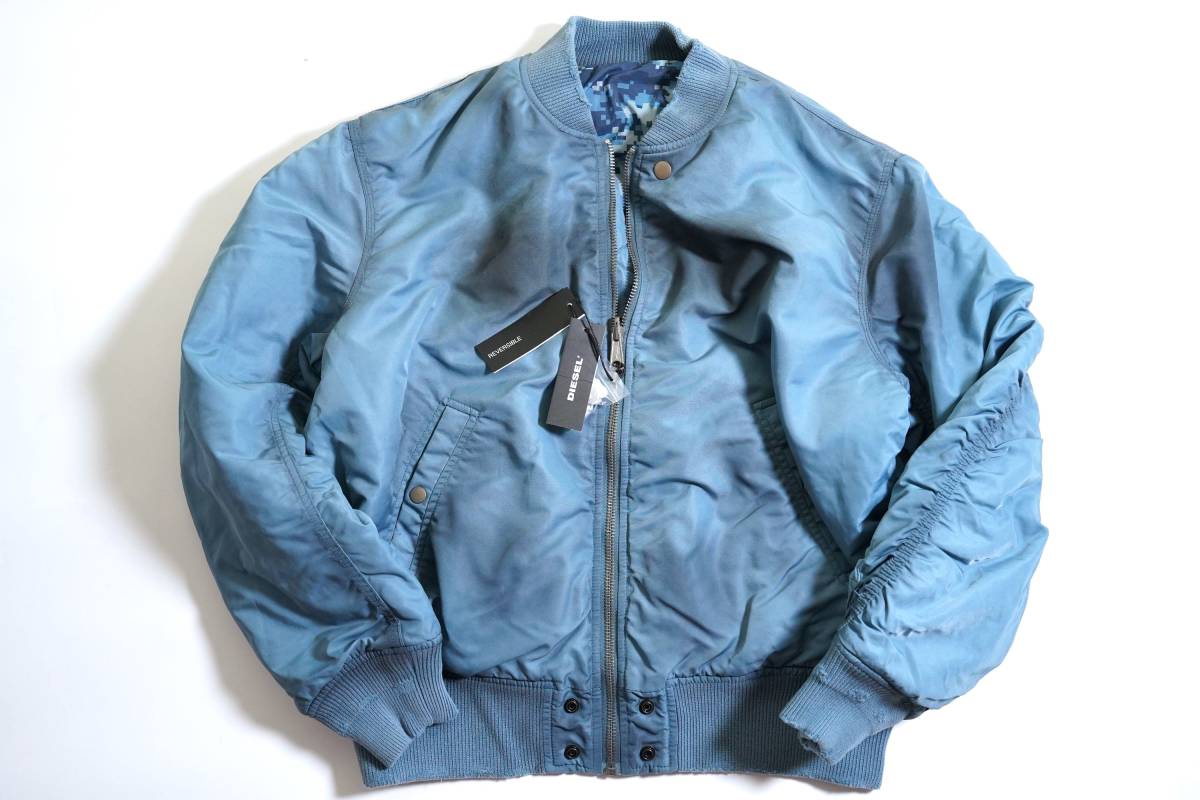 【未使用】【新品/正規品】秋冬 サイズM DIESEL ディーゼル J-POWELL 大人のエイジングブルー ボンバージャケット ダメージ汚し ...