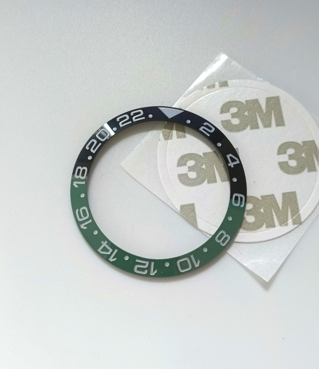 【未使用】腕時計 修理交換用 社外部品 セラミック ベゼル インサート 黒/緑 ブラック/グリーン 【対応】ロレックス GMTマスター ...