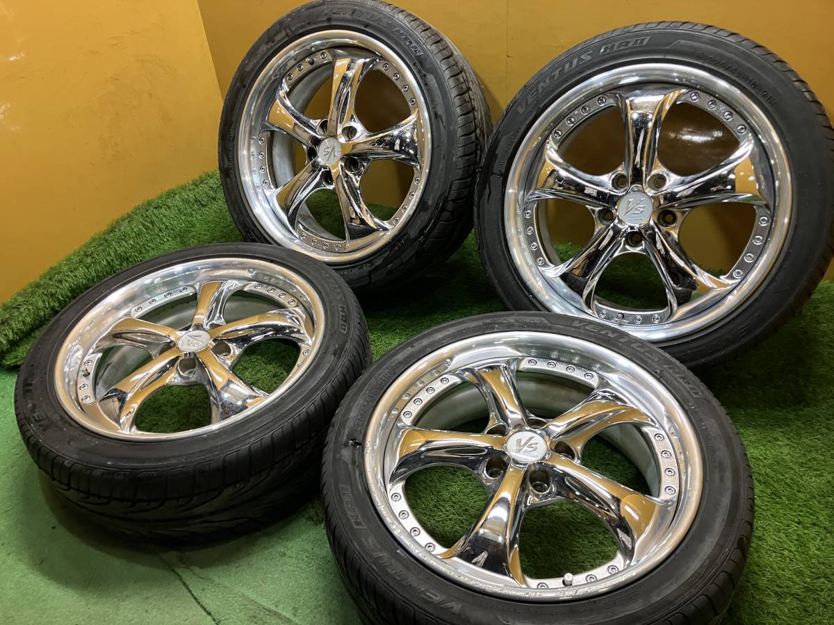 【やや傷や汚れあり】【長野発★3ピース!!★N184】WORK / ワーク VS-KF 18インチ 7.5J ET+45 PCD114.3 深リム 約50mm!! 5本スポーク!! 格安★売切 ...