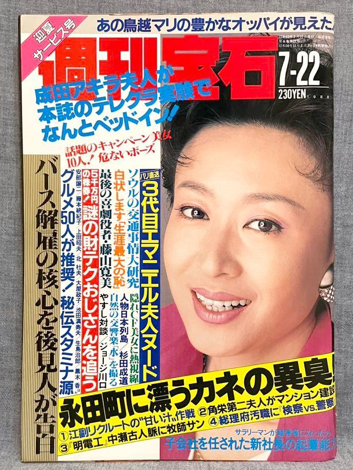 【傷や汚れあり】週刊宝石 1988年 昭和63年 7月22日 三田佳子 ナタリーエール 鳥越マリ 望月知子 松岡知重 小谷ゆみ 小島みすほ 河口りか 菅原マリアの落札情報詳細 - ヤフオク落札 ...