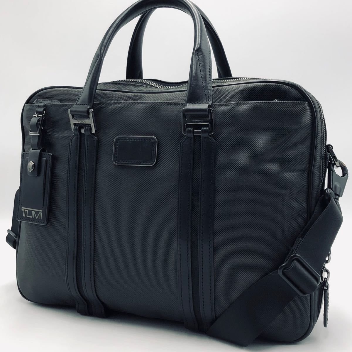 【目立った傷や汚れなし】1円~[限定モデル 極美品] TUMI トゥミ JARVIS メンズ ビジネス 2way ショルダーバッグ ブリーフケース A4/PC可 レザー 斜め掛け 黒/グレーの ...