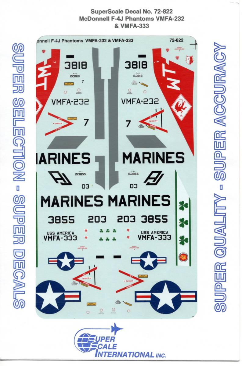 【未使用】1/72 スーパースケールデカール MS72-822 McDonnell F-4J Phantoms: VMFA-232 ...