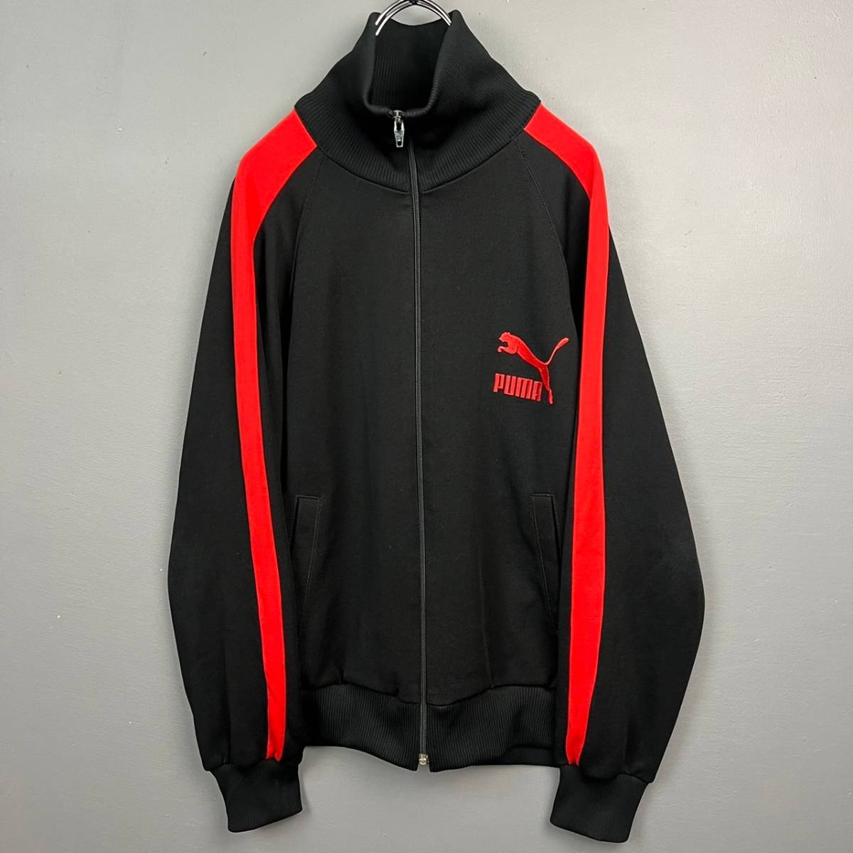 【目立った傷や汚れなし】Wl745 80s 90s VINTAGE PUMA プーマ トラックジャケット ジャージ プージャー ジップアップ ロゴ刺繍 サイドライン ビンテージ 黒×赤の落札 ...