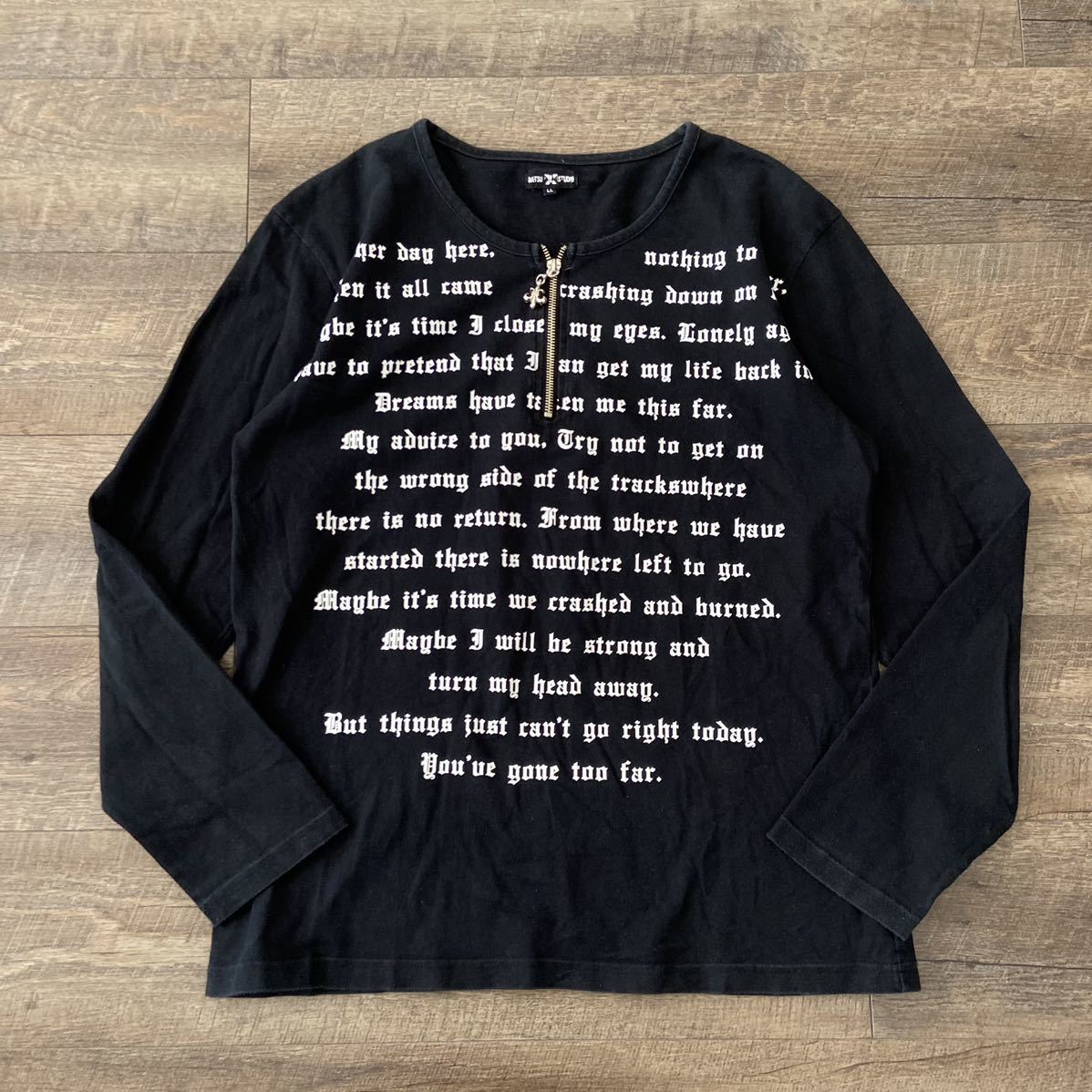 【目立った傷や汚れなし】rare 00s japanese label y2k design floral zip message long sleeve tee ifsixwasnine ...