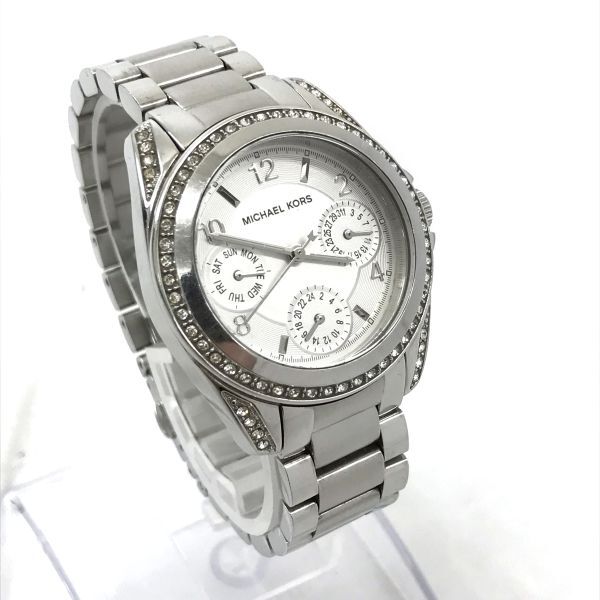 【目立った傷や汚れなし】MICHAEL KORS マイケルコース 腕時計 MK5612 クオーツ ラインストーン シルバー おしゃれ ...