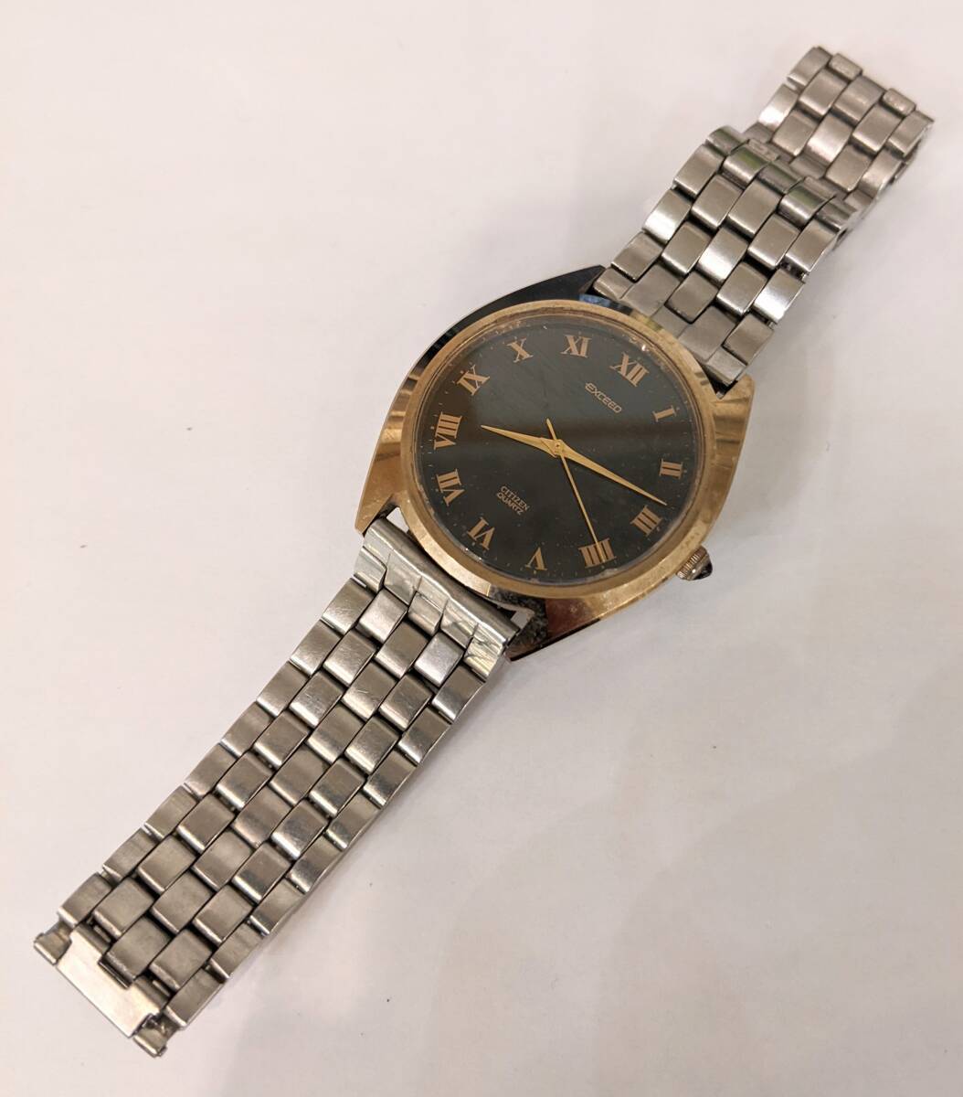 【傷や汚れあり】【11157】CITIZEN シチズン EXCEED エクシード クオーツ 腕時計 4-710185 ベルト社外 アナログ 3 ...
