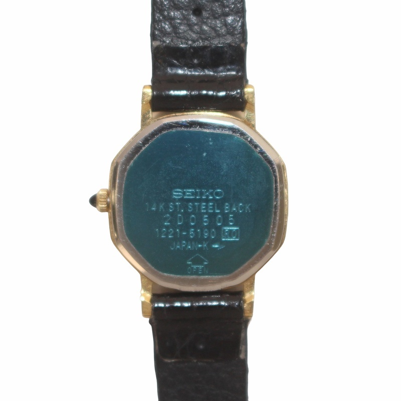 【目立った傷や汚れなし】セイコー SEIKO EXCELINE エクセリーヌ 腕時計 ウォッチ クォーツ 3針 14K ST.STEEL BACK 他社バンド 1221-5190 /IR ...