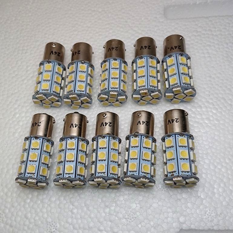 【未使用】激光 LED S25 シングル球 24V サイドマーカー 27連 ホワイト 白 ポジションランプ 10個の落札情報詳細 - Yahoo!オークション落札価格検索 オークフリー