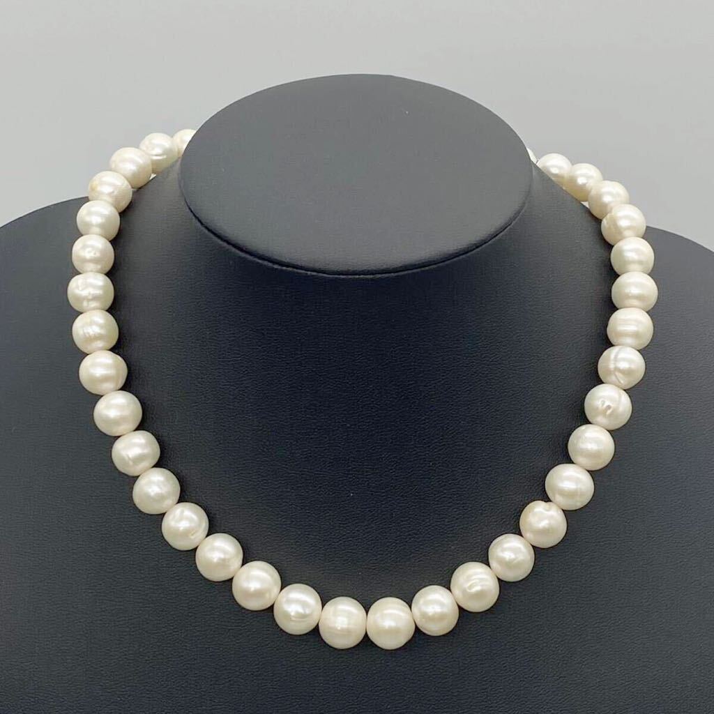 【目立った傷や汚れなし】【テリ強!】アコヤ あこや 大粒 パール ネックレス 9.5mm〜10mm 44cm SILVER 刻印 59g 本真珠 akoya pearl jewelry ...