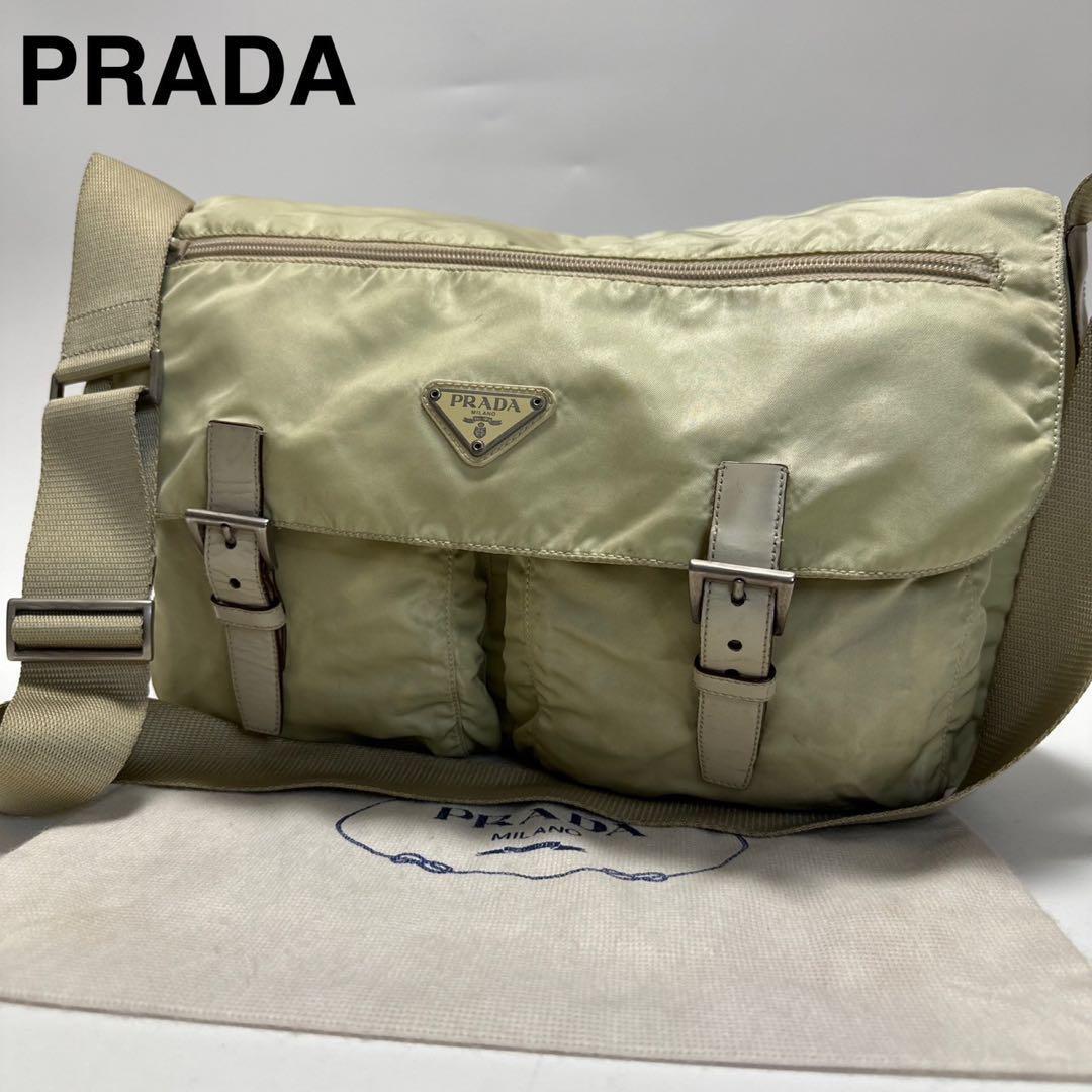 【目立った傷や汚れなし】a16【美品】プラダ PRADA 三角ロゴ ナイロン ベージュ A4可 メッセンジャーバッグ カメラバッグ ショルダーバッグ クロスボディ の落札情報詳細 ...