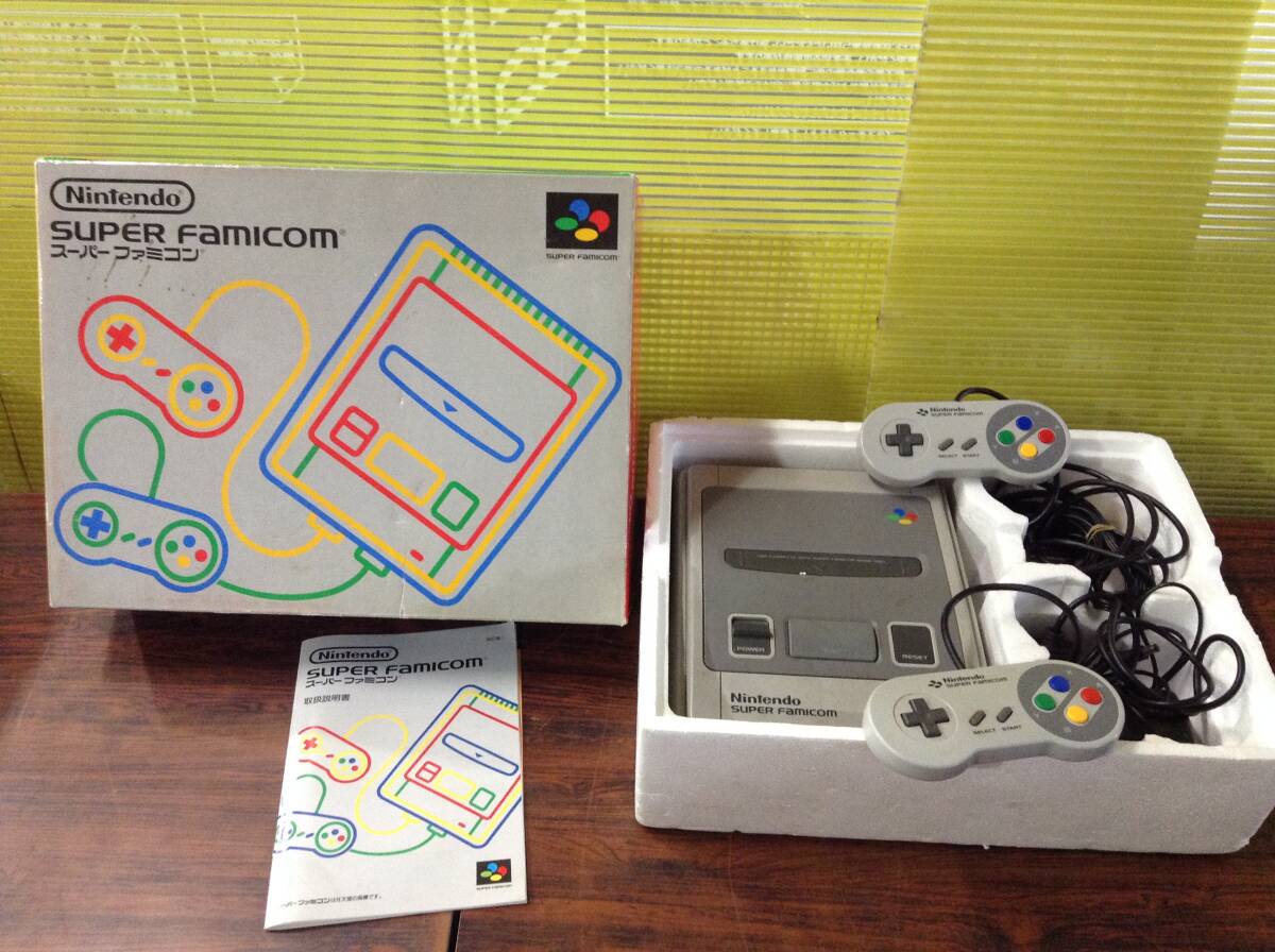 【やや傷や汚れあり】Nintendo Super Famicom console 2controllers w/box tested 任天堂 ...