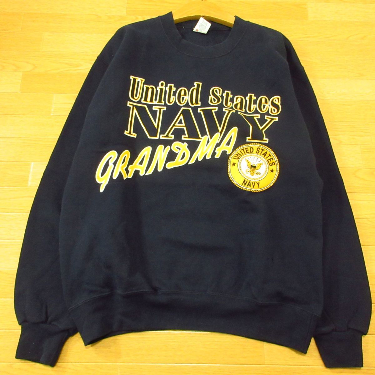 【やや傷や汚れあり】 希少 80s 90s！US NAVY アメリカ海軍 SOFFE SWEATSB ソフィー USA製 スウェット トレーナー ヴィンテージ メンズ 紺 Mサイズ ...