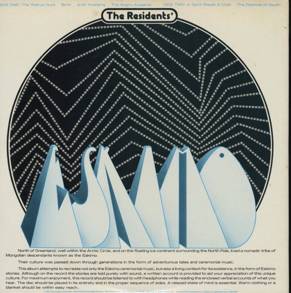 【やや傷や汚れあり】米RalphプレスLP！インナースリーブ付き 見開きジャケ The Residents / Eskimo 1979年作 ...