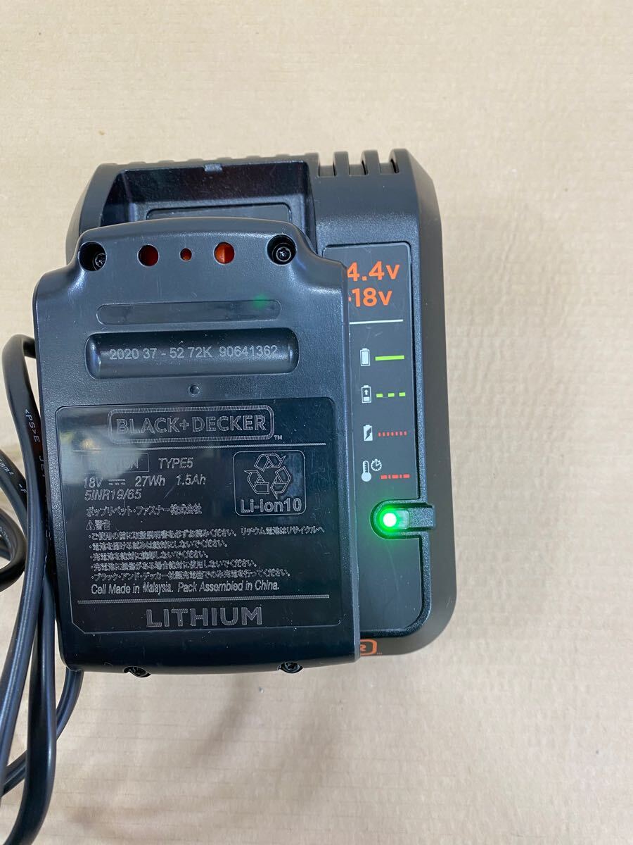 【やや傷や汚れあり】BLACK+DECKER ブラックアンドデッカーリチウム電池 TYPE5 5INR19/65 充電器 TYPE JP01 ...